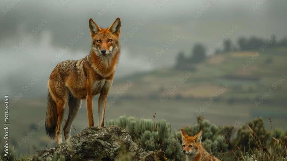 Rare Ethiopian Wolf Stands Proud in its Endangered Highlands Habitat in ...