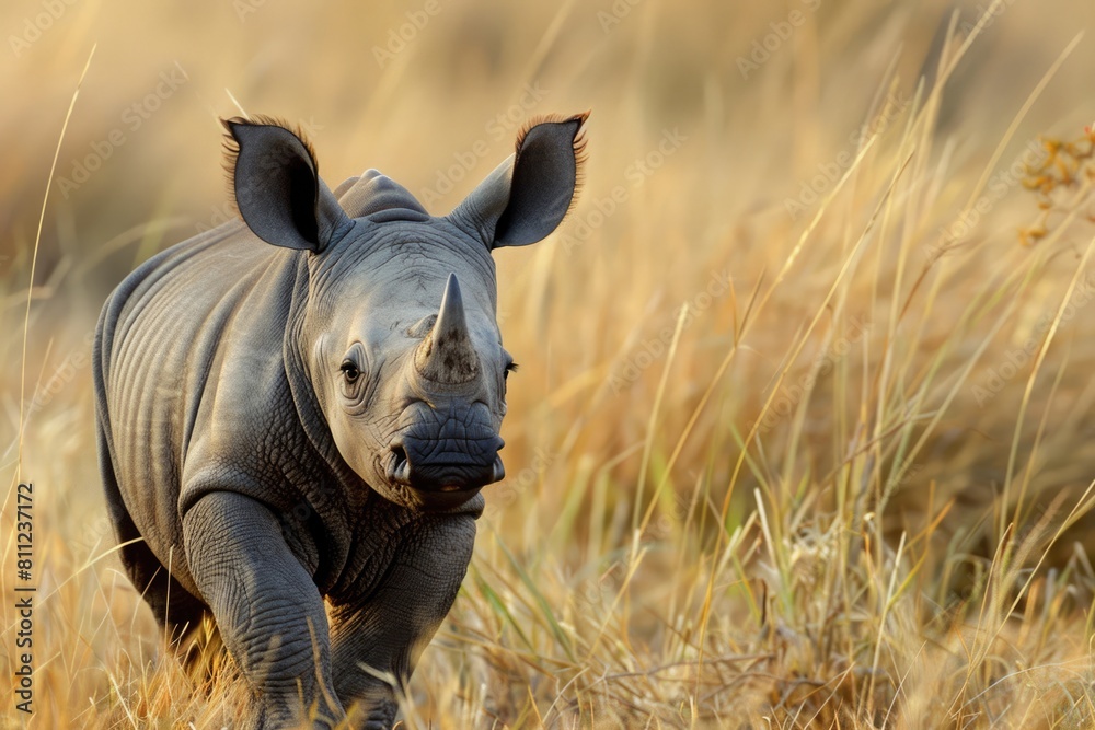 Rhino Baby and Its Best Friend. Adorable Animal Friendship, Wildlife ...