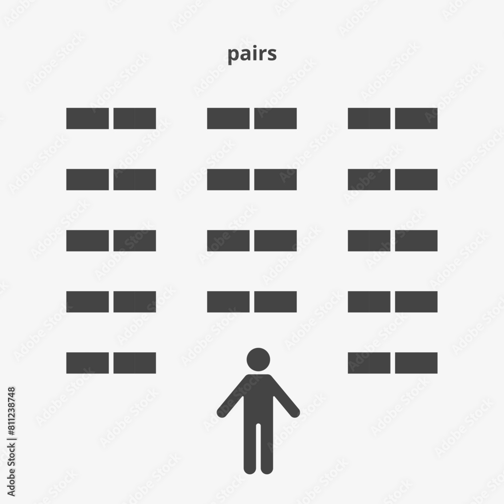 Pair seating arrangements icon. Plan of seats in classroom, seminar or ...