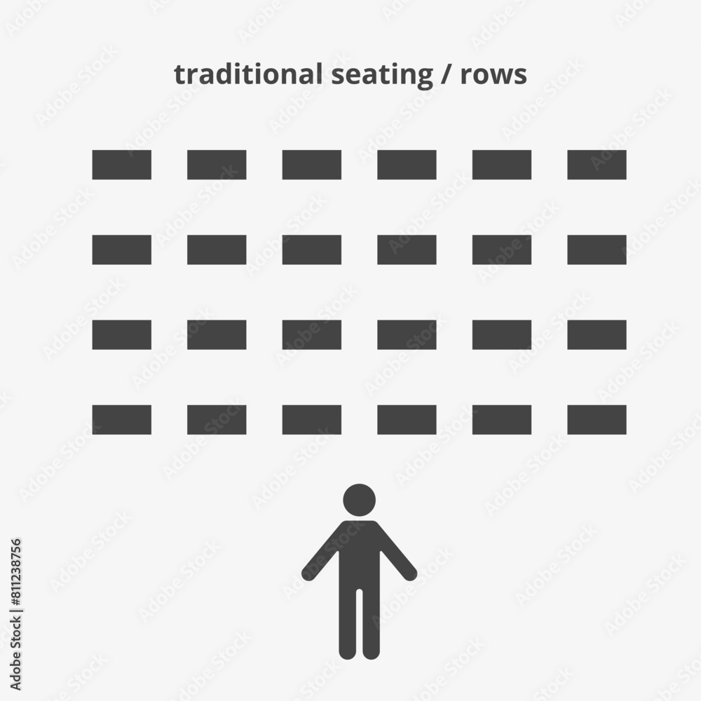 Traditional seating arrangements icon. Plan of seats in classroom ...