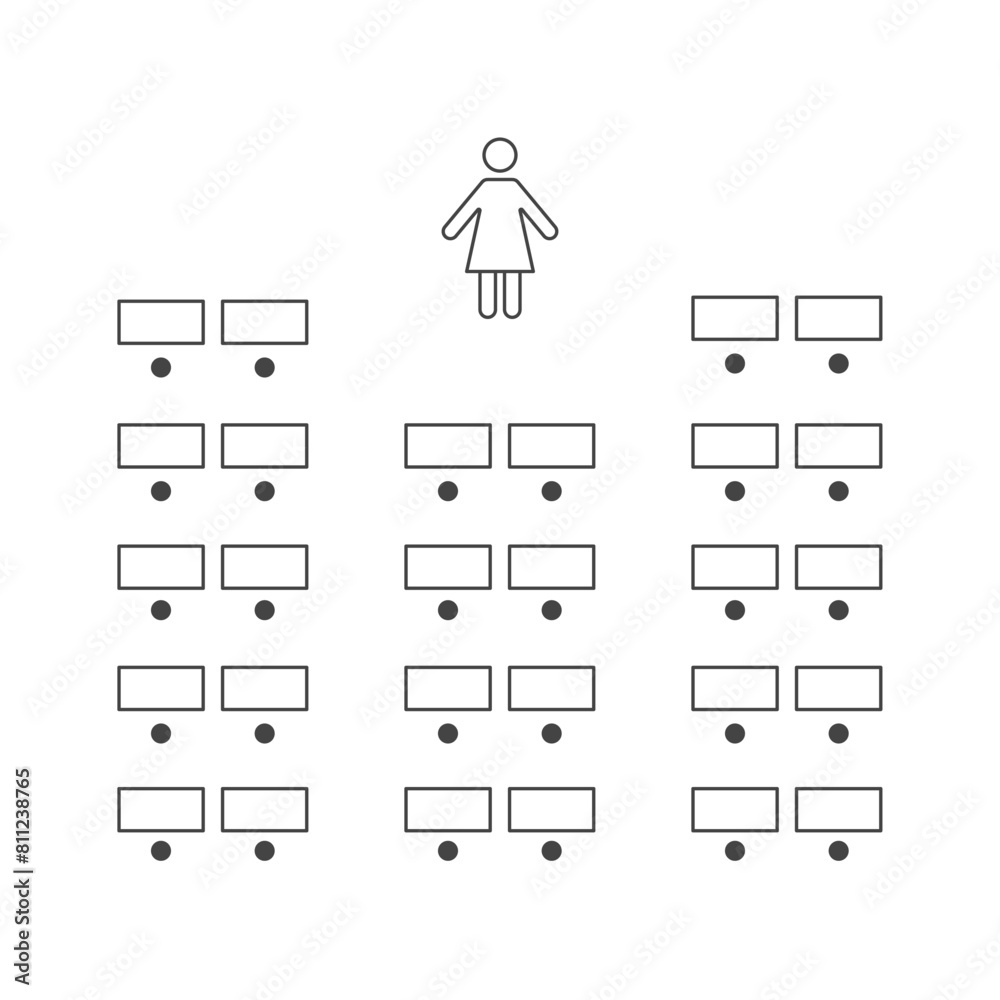 Pair seating arrangements line icon. Plan of seats in classroom ...