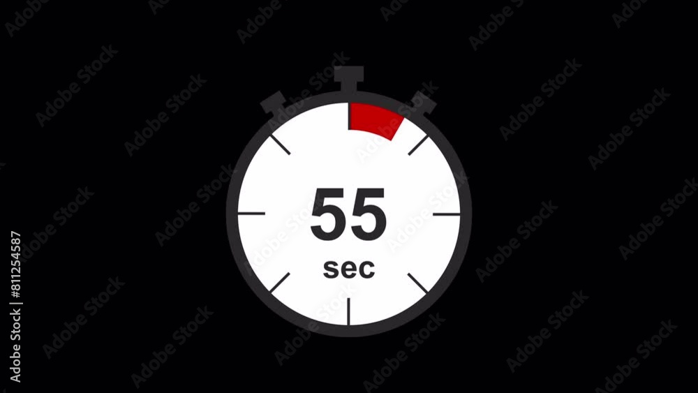 60 Seconds Countdown Timer Animation with simple Stopwatch Icon, Alpha ...