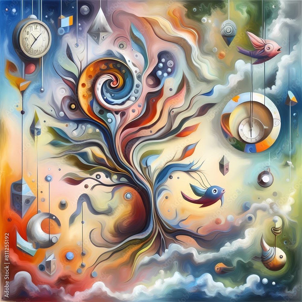 surrealism artwork with abstract concepts, hallucinations, thinking ...