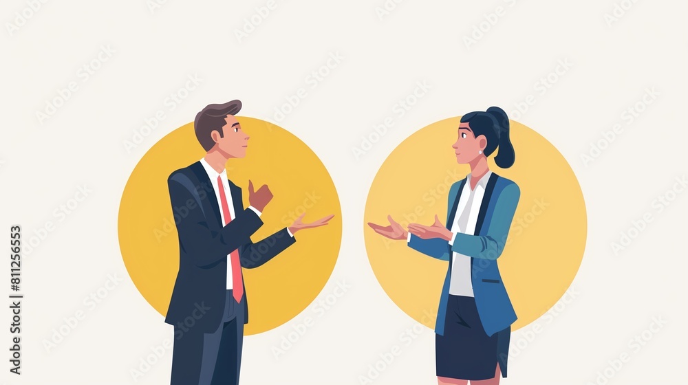 An illustration of a conflict mediation concept, depicting a ...