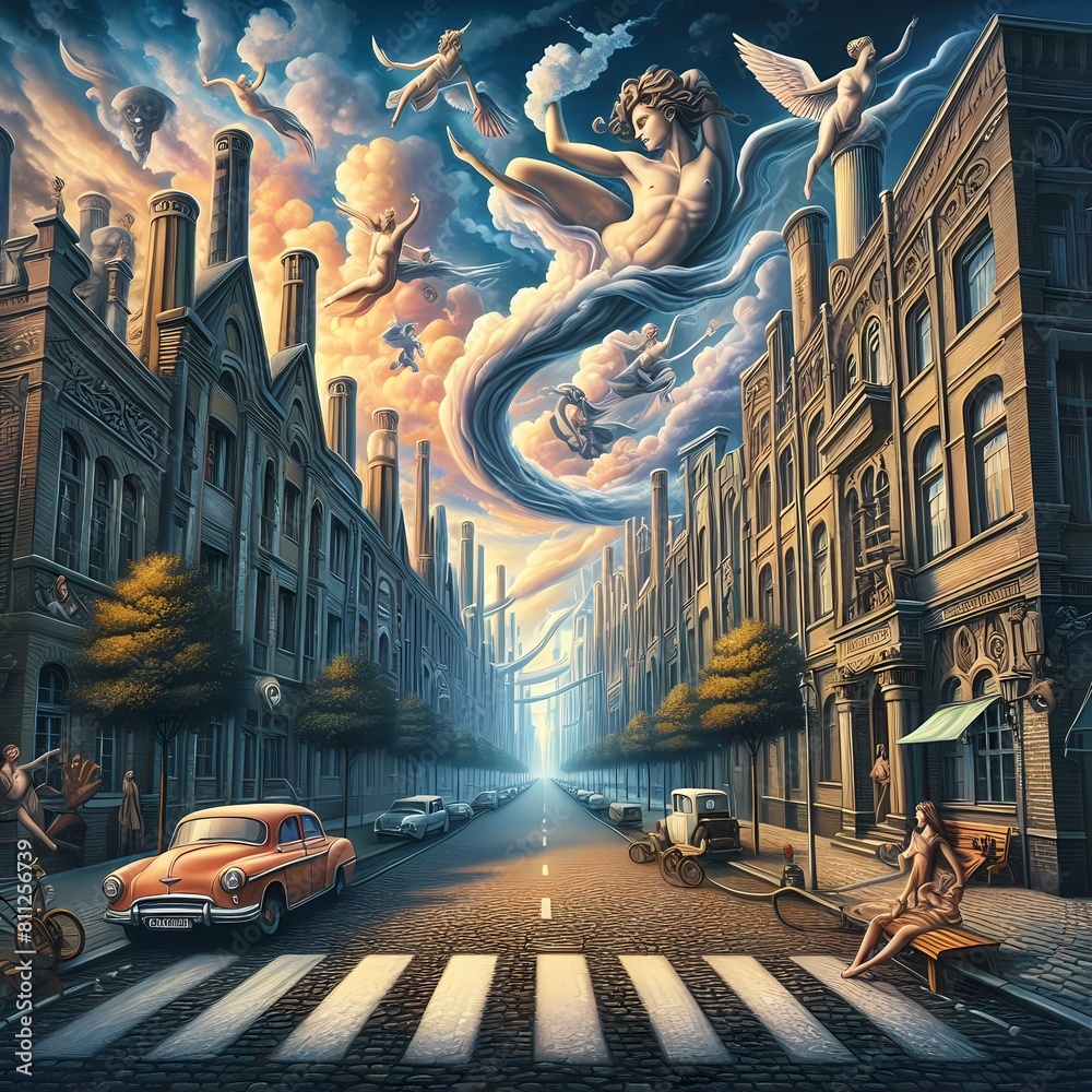 surrealism artwork with abstract concepts, hallucinations, thinking ...