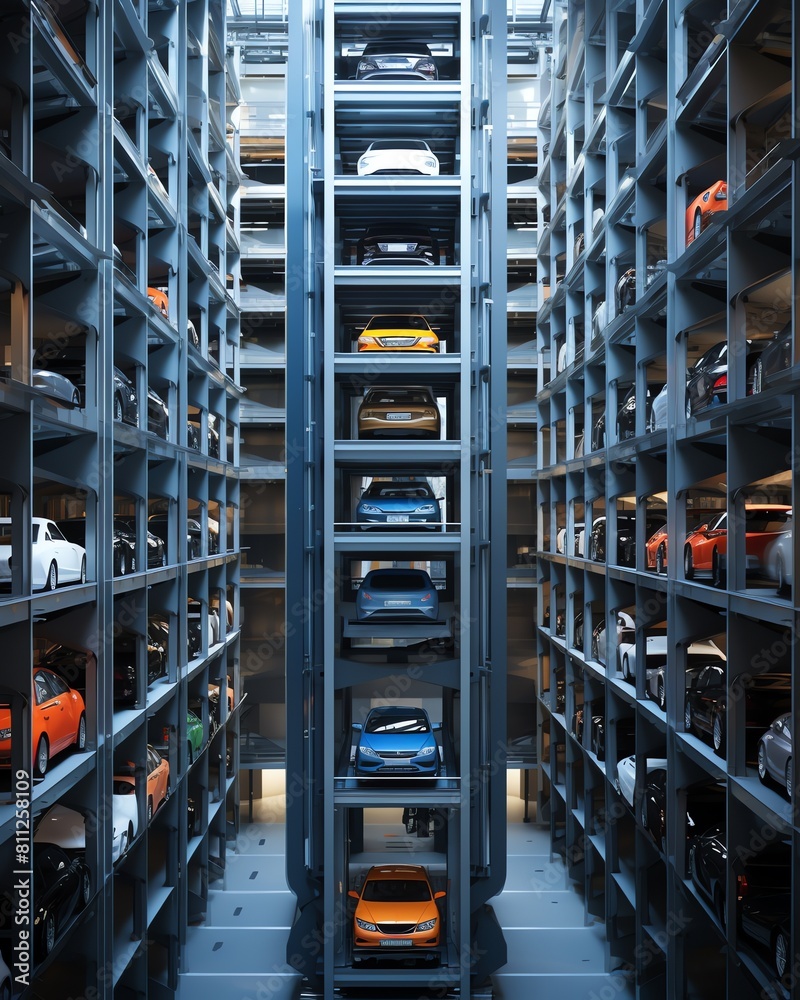 Automated Parking Tower Depict a highdensity, automated parking tower ...