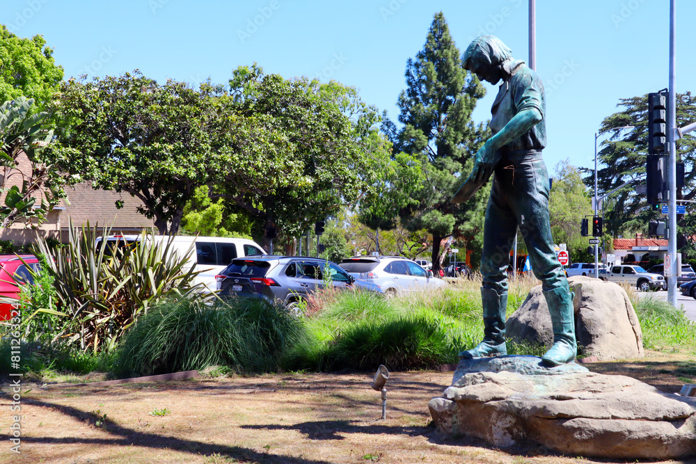 Los Angeles, California: Public Art "Dan the Miner" The Pioneer Statue ...
