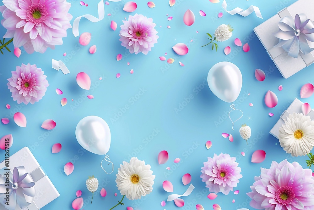 Happy birthday banner. Festive design realistic white air balloons ...