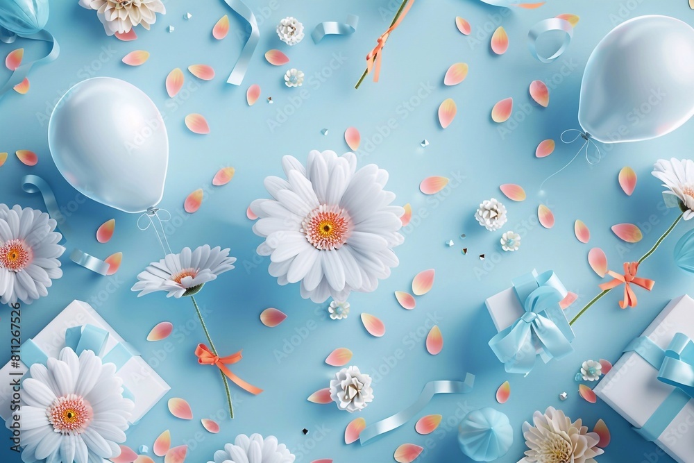 Happy birthday banner. Festive design realistic white air balloons ...