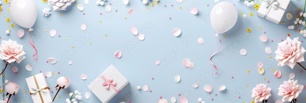 Happy birthday banner. Festive design realistic white air balloons ...