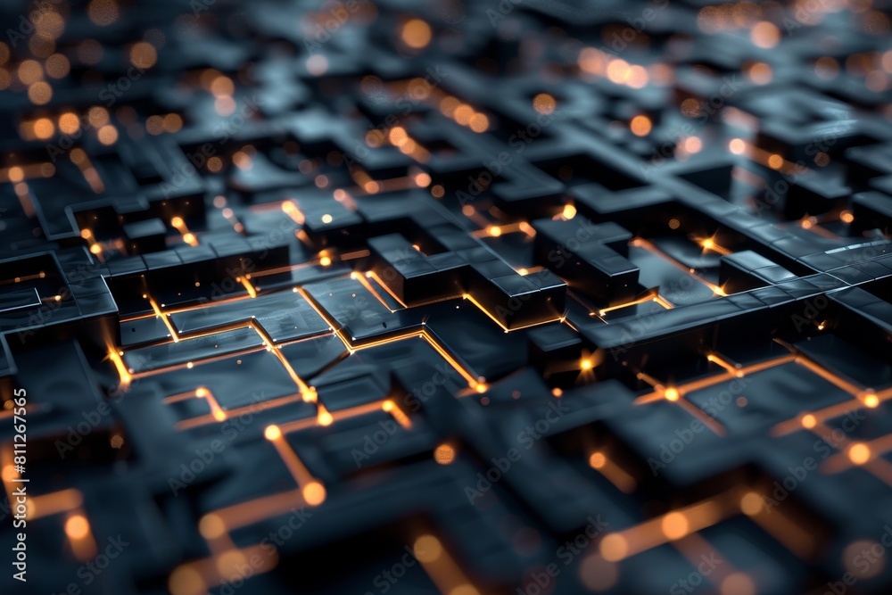 Detailed view of a computer keyboard showing keys in focus, A maze of ...