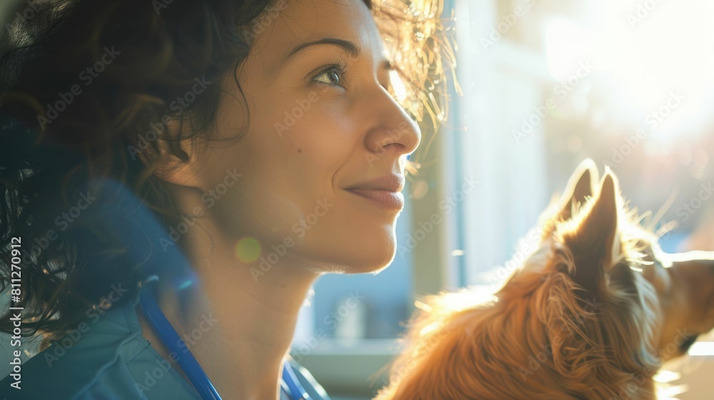 A Felidae and a woman gaze out the window, their noses almost touching ...