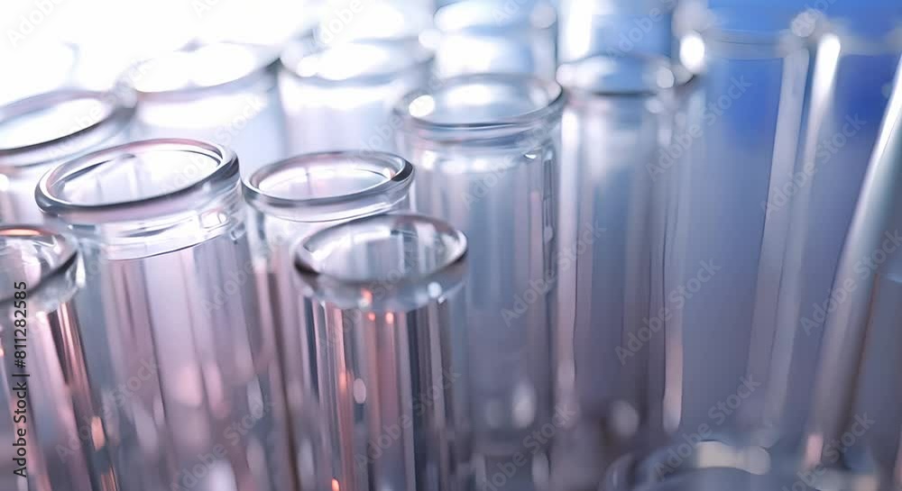 Indepth analysis of glass tubes isolated on a white background. Concept ...