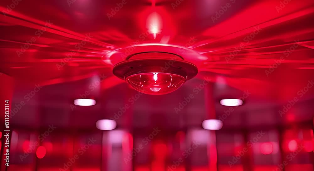 Ceiling-Mounted Red Smoke Detectors: Safety Alarms for Fire Detection ...