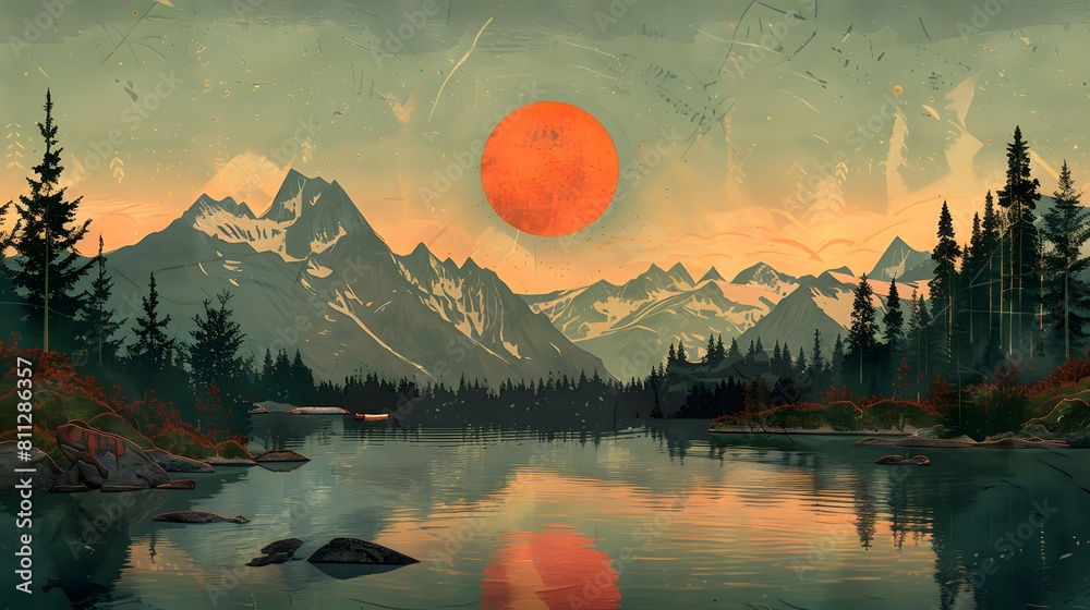 Travel back in time with this old-school landscape illustration ...