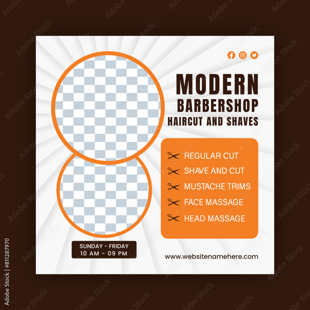 business poster design, men haircut, digital post design, webinar ...