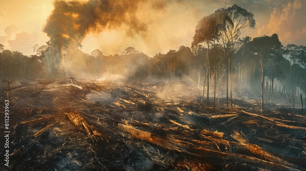 Devastated Forest Landscape After Catastrophic Wildfire Consuming ...