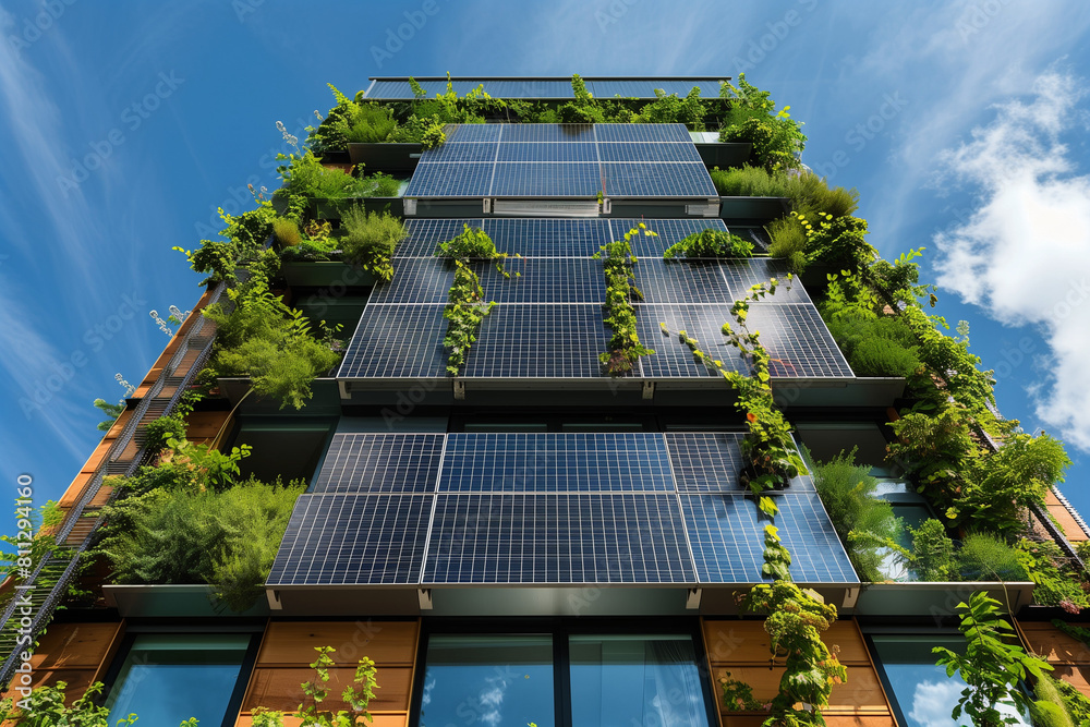 The facade of the modern, sustainable building impresses with its ...