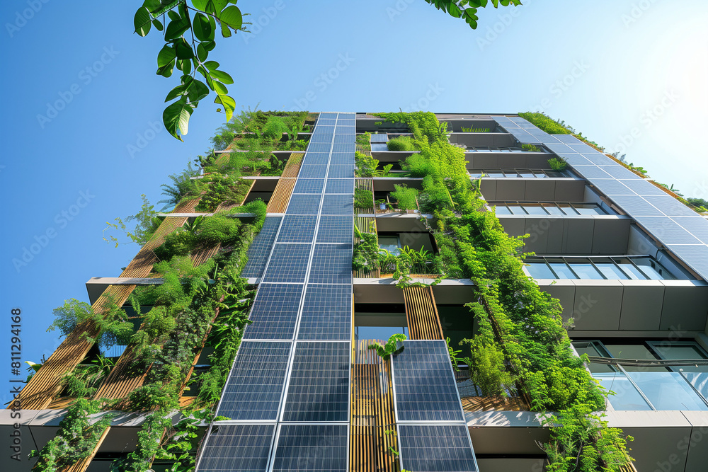 The facade of the modern, sustainable building impresses with its ...