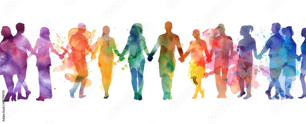 People of all colors walking together, inclusive business mindset ...
