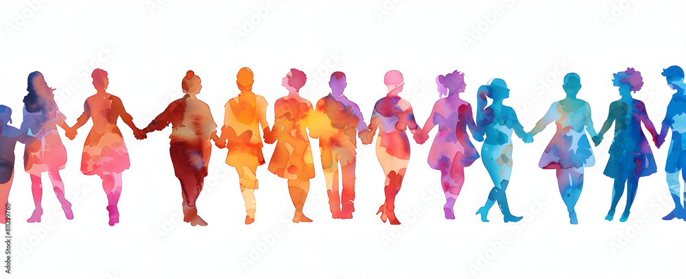 People of all colors walking together, inclusive business mindset ...