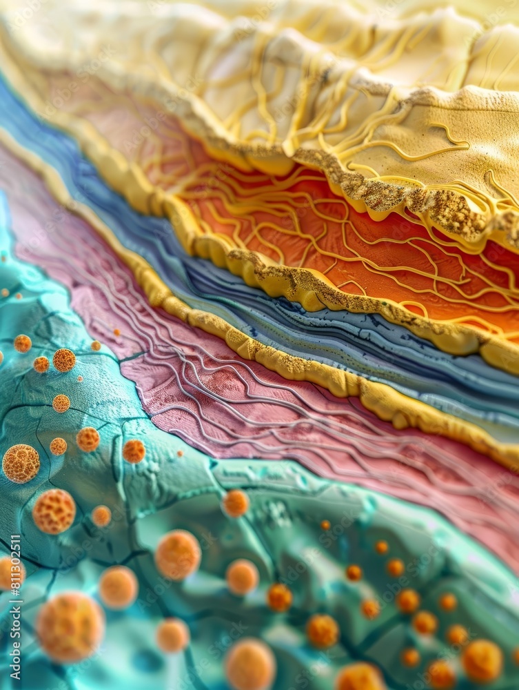 Epidermis 3D representation of the epidermis, showing the outermost ...