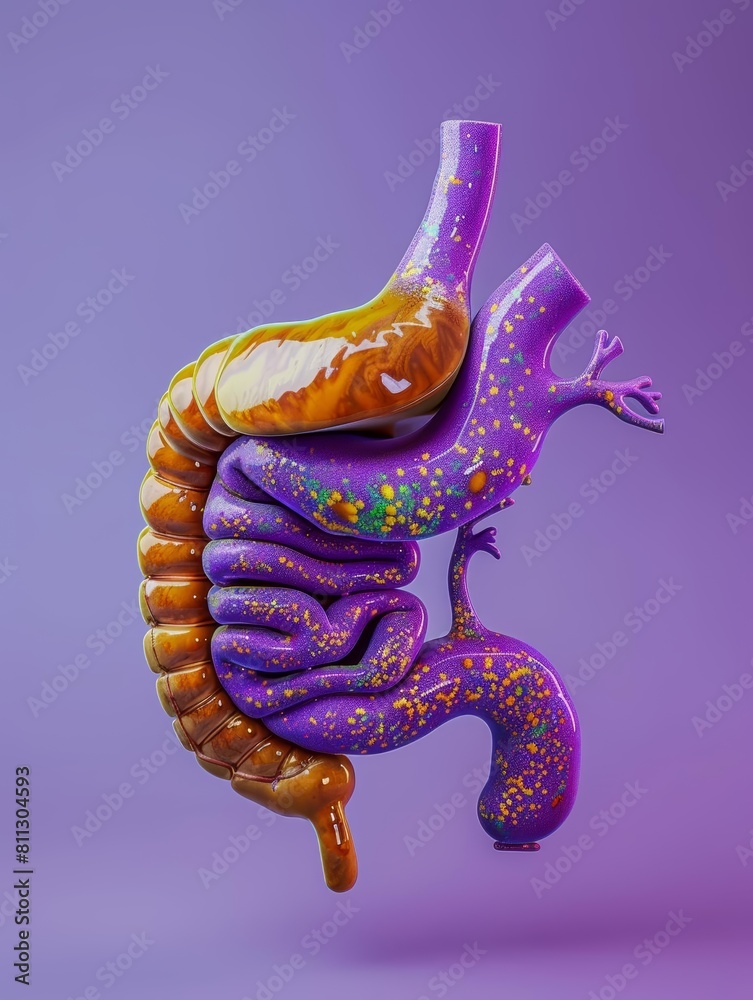 Pancreas Detailed 3D model of the pancreas, showing its position in the ...