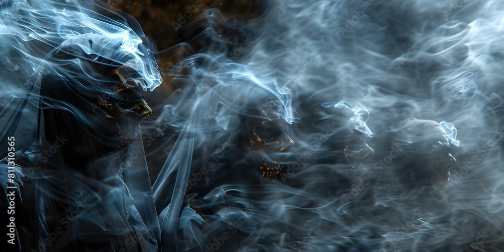 Black-robed devil worshippers conducting a dark ritual. Concept Occult ...