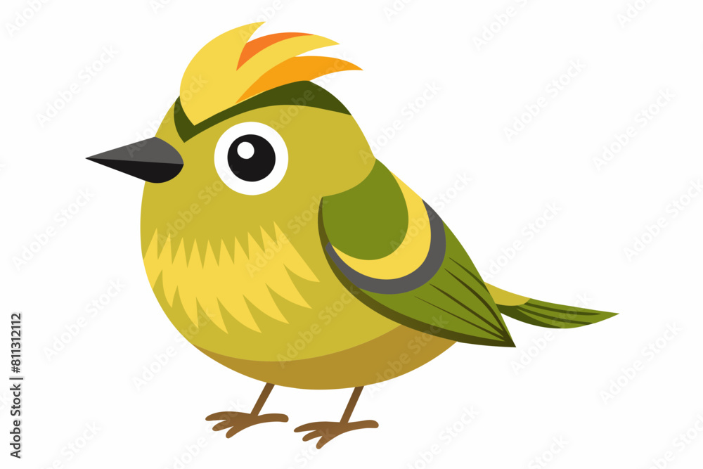 goldcrest bird cartoon vector illustration Stock Vector | Adobe Stock