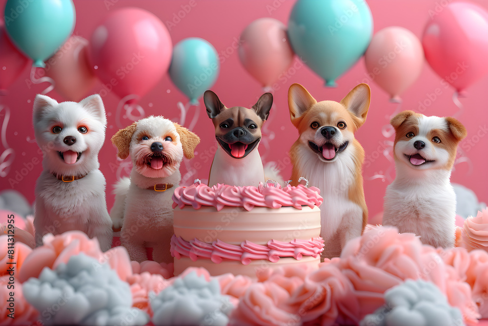 Happy birthday dog. Happy birthday dog party. Birthday balloons and ...