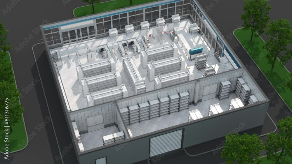 Rotating supermarket floor plan mockup against the backdrop of the ...