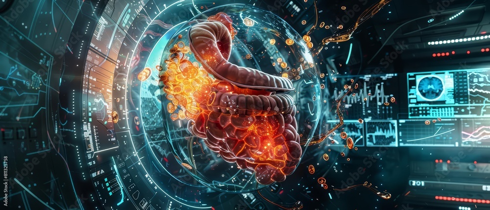 Generate concept art of a human stomach with realistic textures and ...
