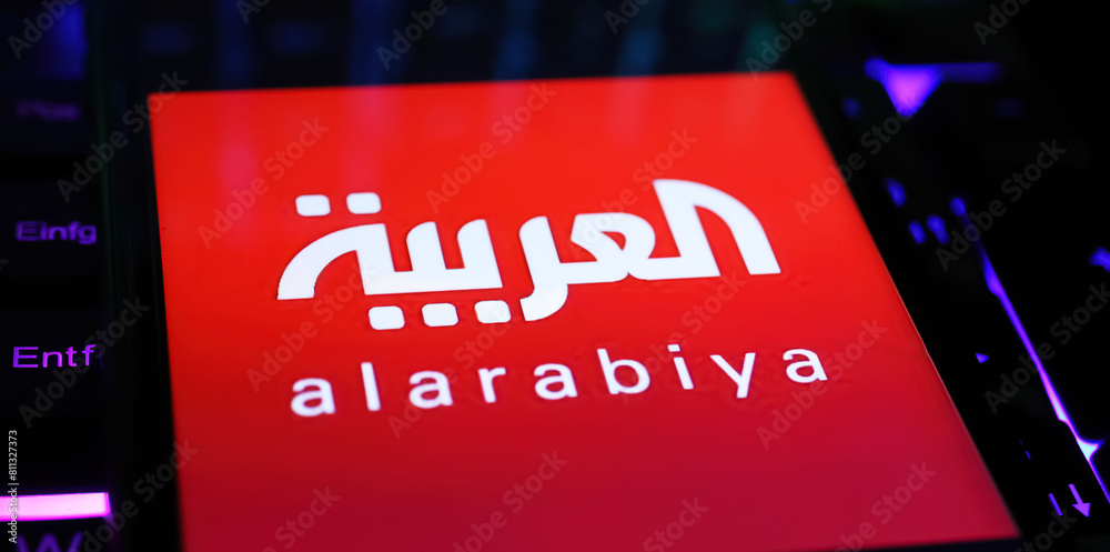 Viersen, Germany - May 9. 2024: Smartphone with logo lettering of Al -Arabiya international ...