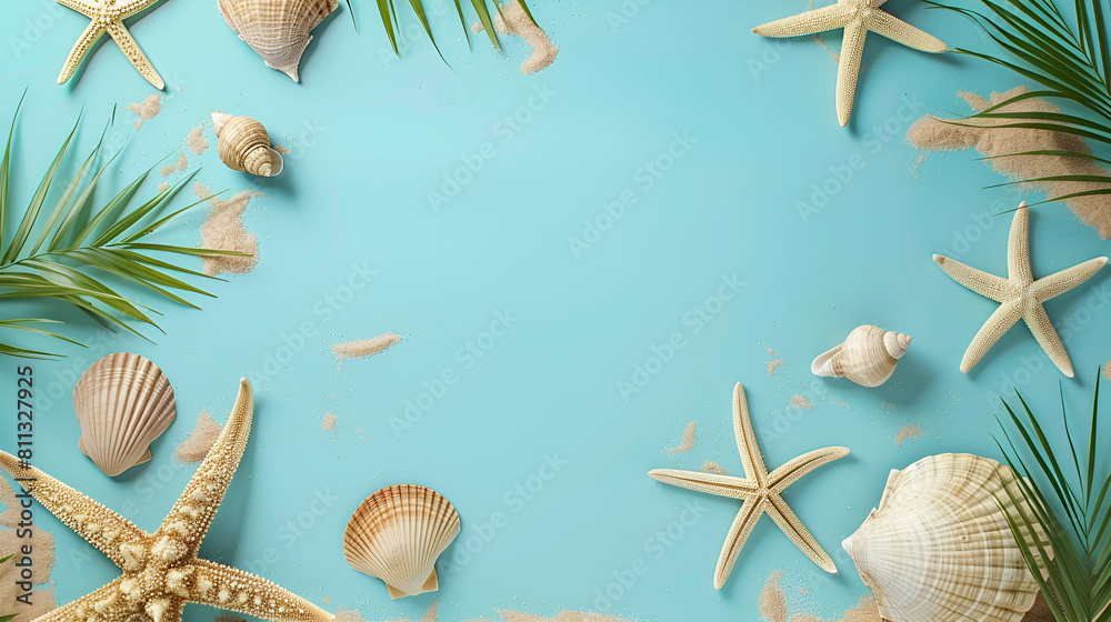 fondo tropical con elementos y accesorios de playa del mar invitación ...