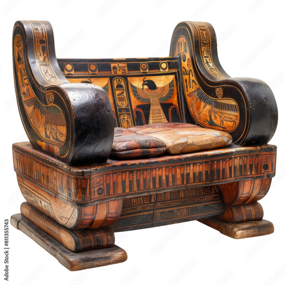 Ancient Egyptian Pharaoh's Throne with Intricate Hieroglyphs. Studio ...