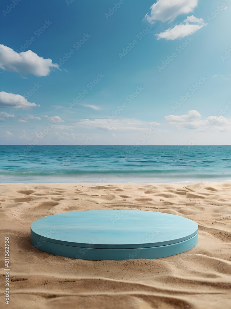 Beach podium background product summer sand display stand sea cosmetic ...
