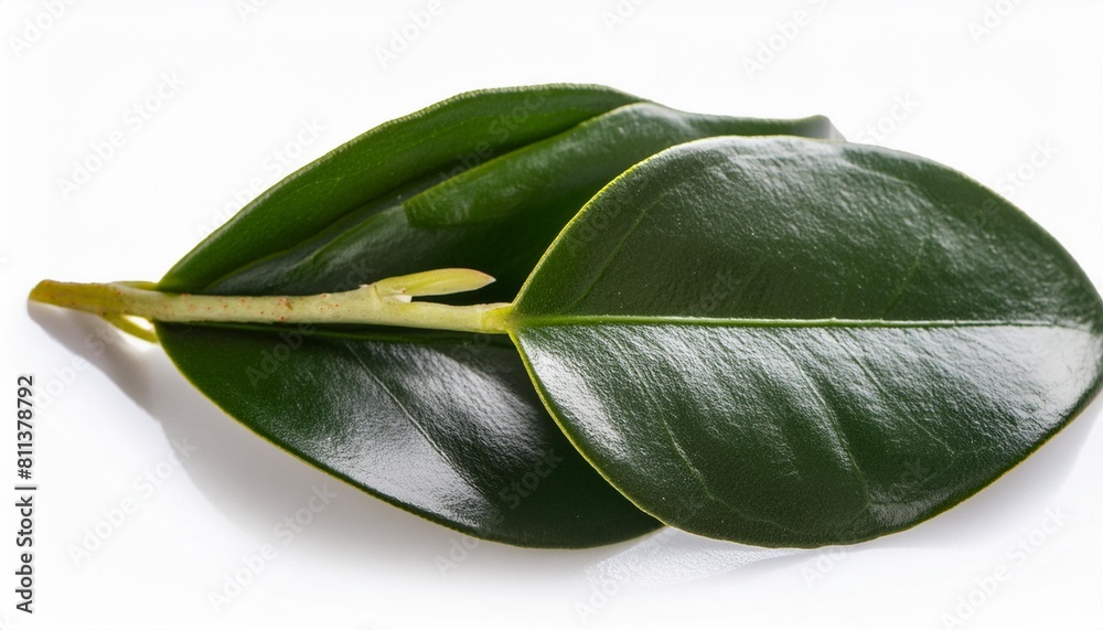 green twig of italian ruscus danae racemosa leaves isolated on white or ...