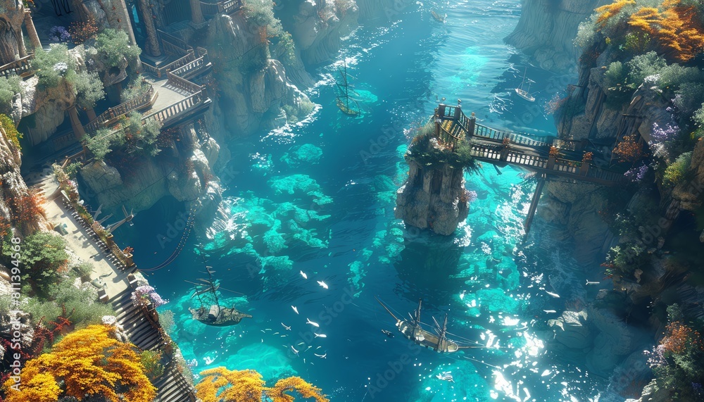 Embark on an oceanic journey with eye-level angle view, showcasing a ...