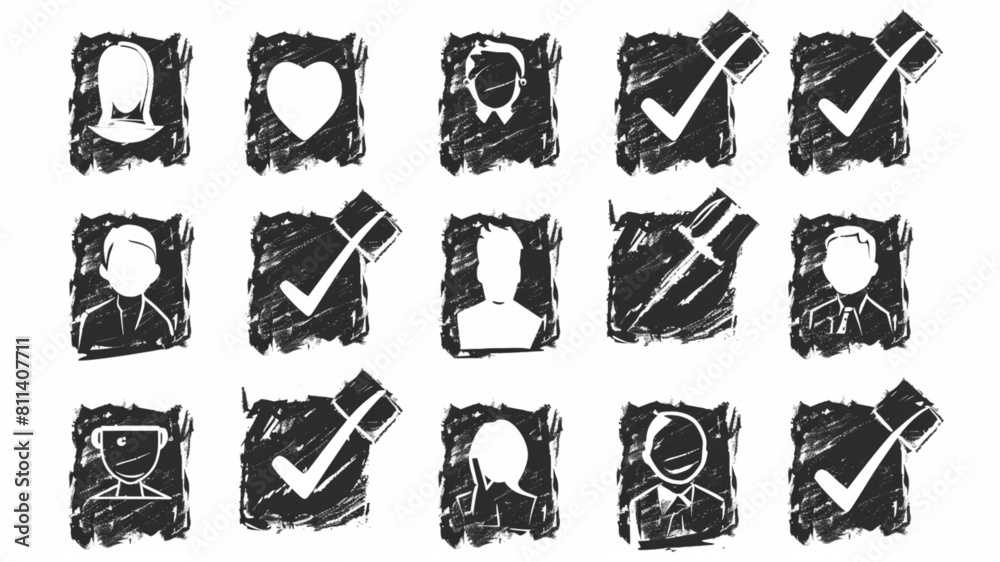 Vetor de Doodle check marks. Hand drawn symbols for checking and voting, task list checkbox with ...