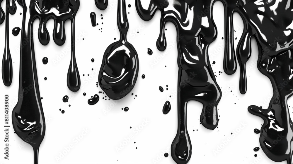 Dripping oil and paint. Seamless pattern with black silhouette melting ...