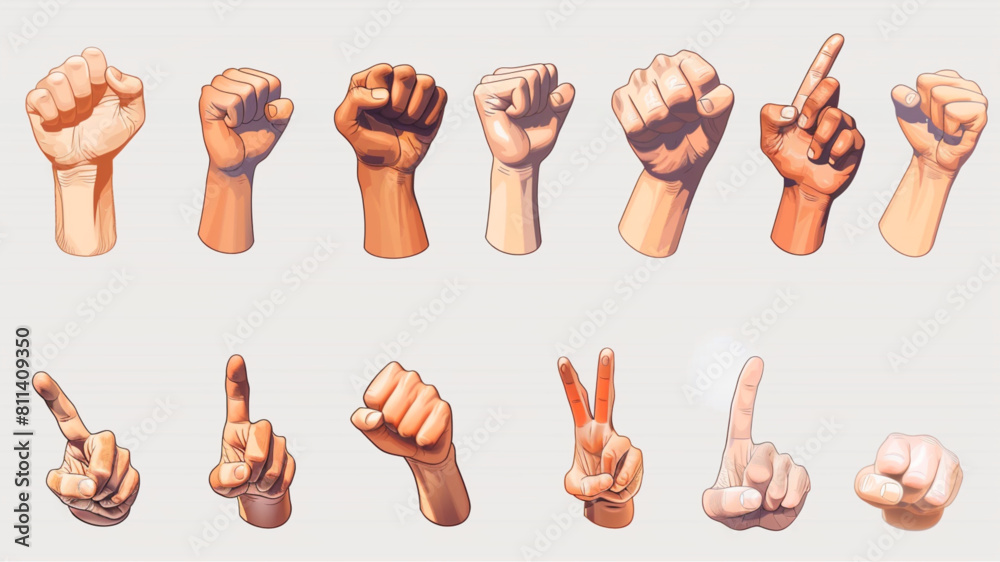 Hand gestures poses. Cartoon human hands showing different signs ...