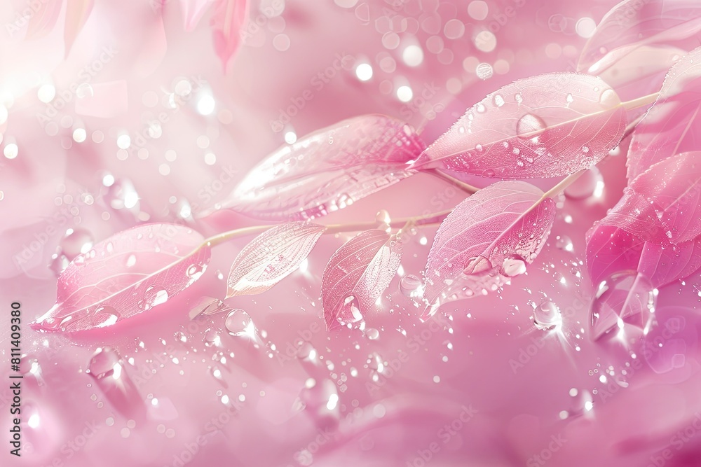 beautiful fresh pink wallpaper desktop with curved plants and droplets ...