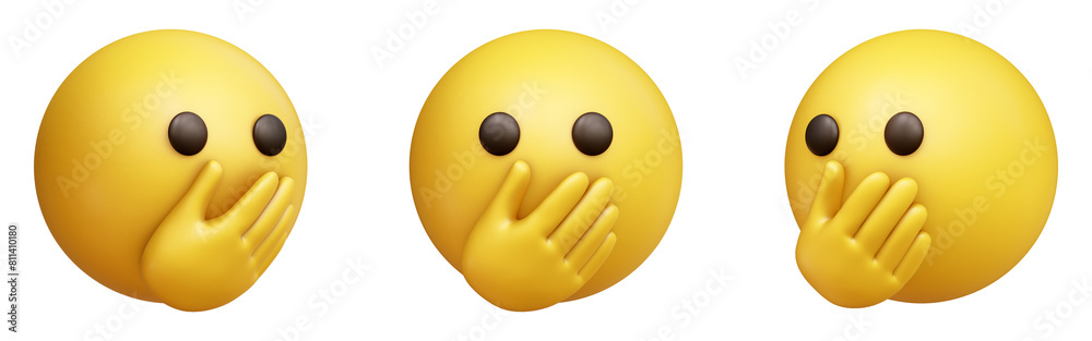 Face with open eyes and hand over mouth three-dimensional emoji ...