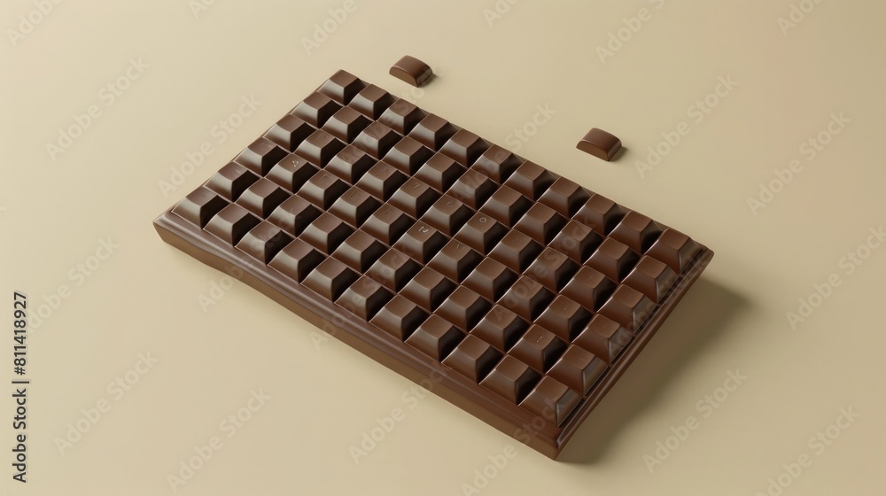 3d render of keyboard made from chocolate bar, isolated on beige ...