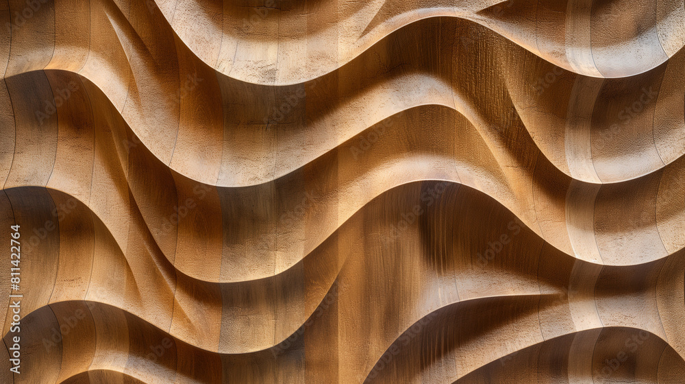 Abstract Wooden Wall Panel Design with Wave Patterns, Creating an ...