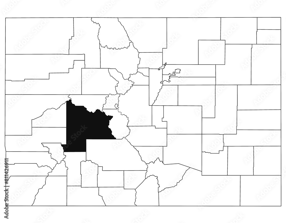 Map of gunnison County in Colorado state on white background. single ...