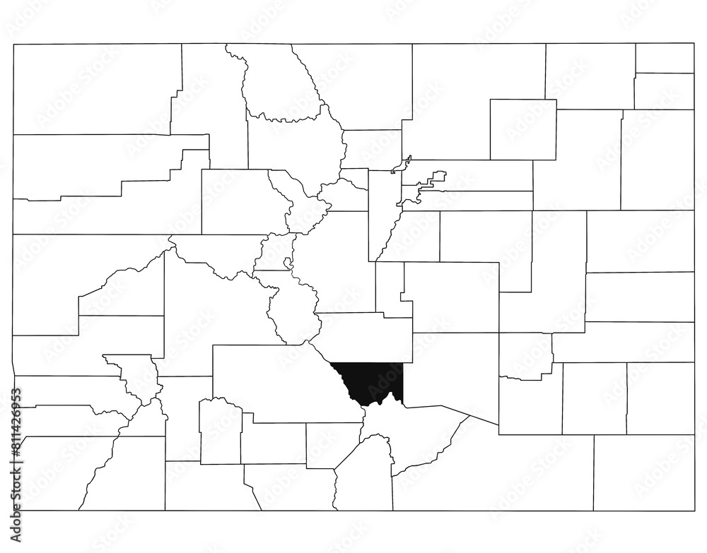 Map of Custer County in Colorado state on white background. single ...