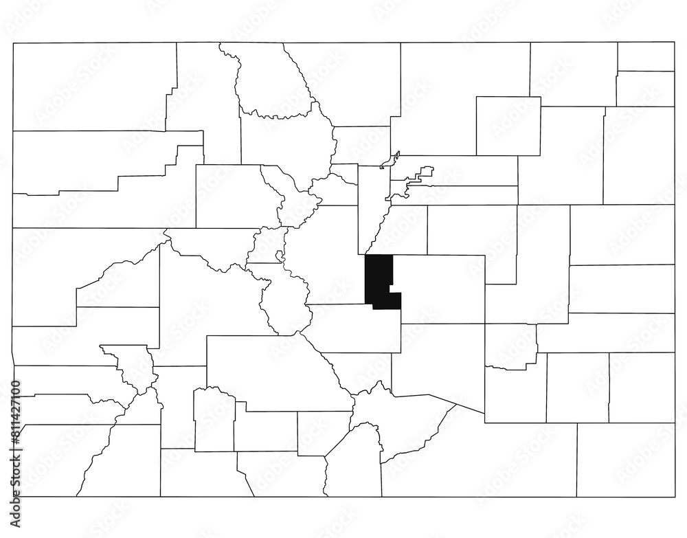Map of teller County in Colorado state on white background. single ...