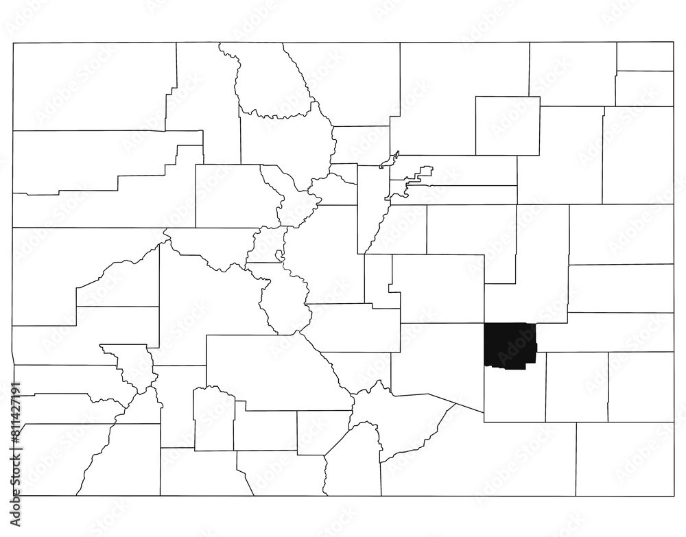 Map of Crowley County in Colorado state on white background. single ...