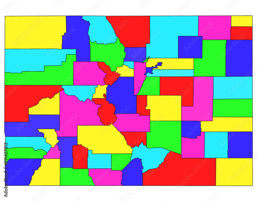 Colorado administrative map. counties map of Colorado with different ...